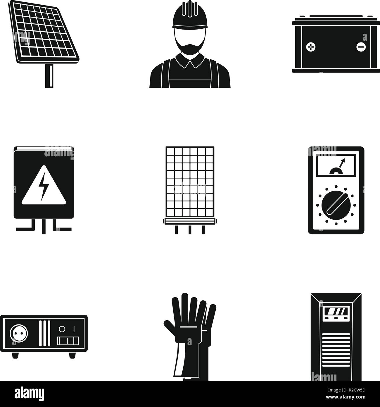 Electrician icons set. Simple set of 9 electrician vector icons for web ...