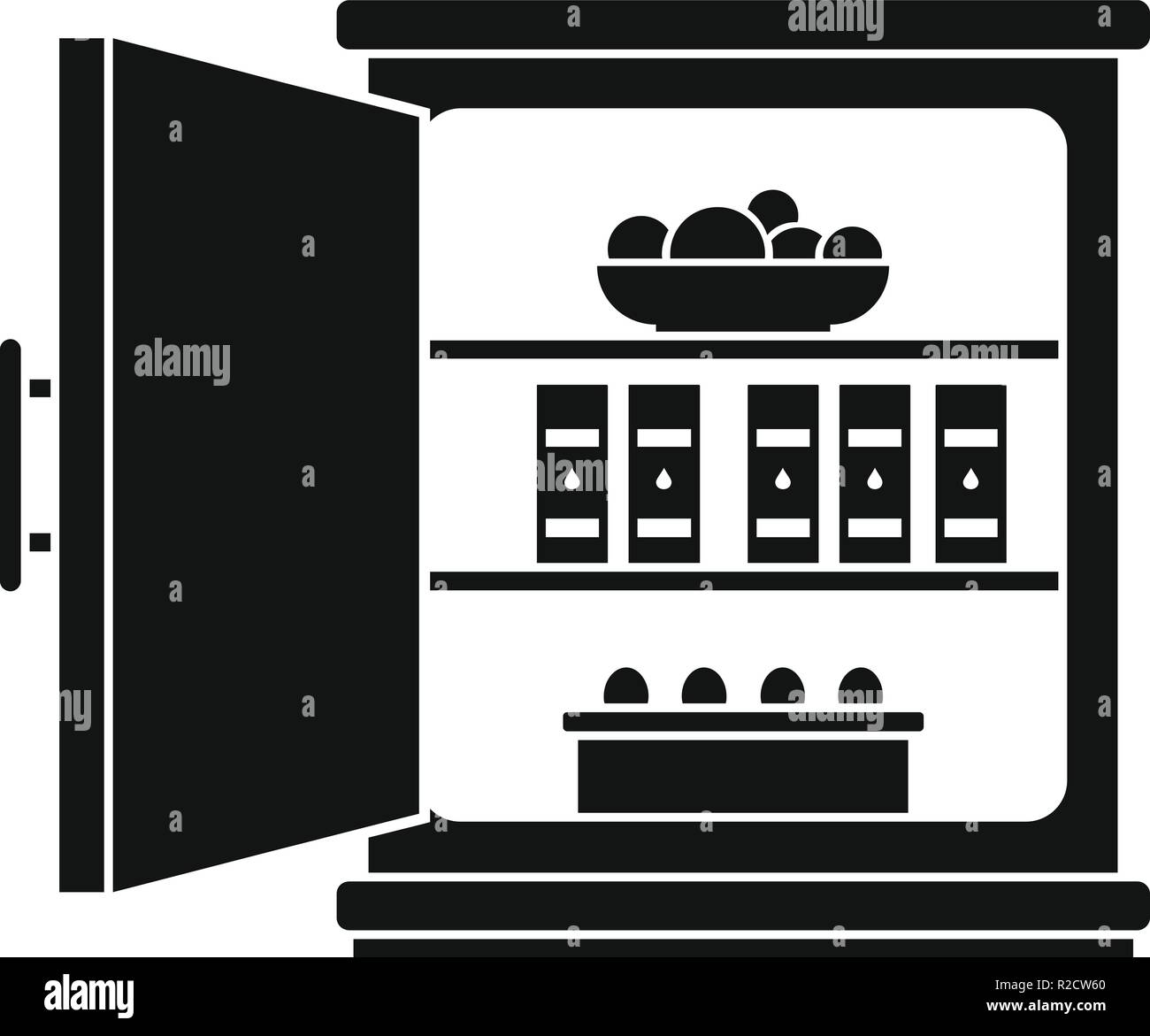 Open food fridge icon. Simple illustration of open food fridge vector ...