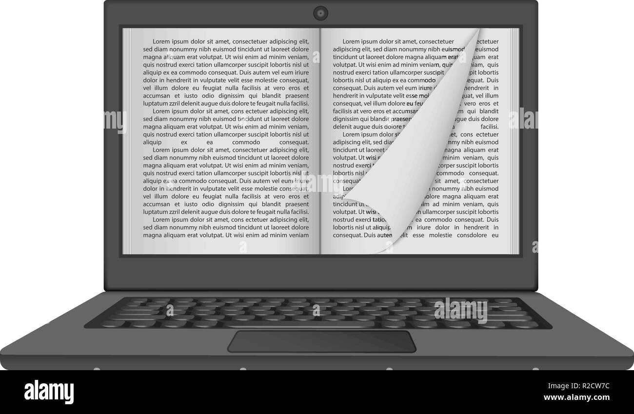 Laptop reading mockup. Realistic illustration of laptop reading vector ...