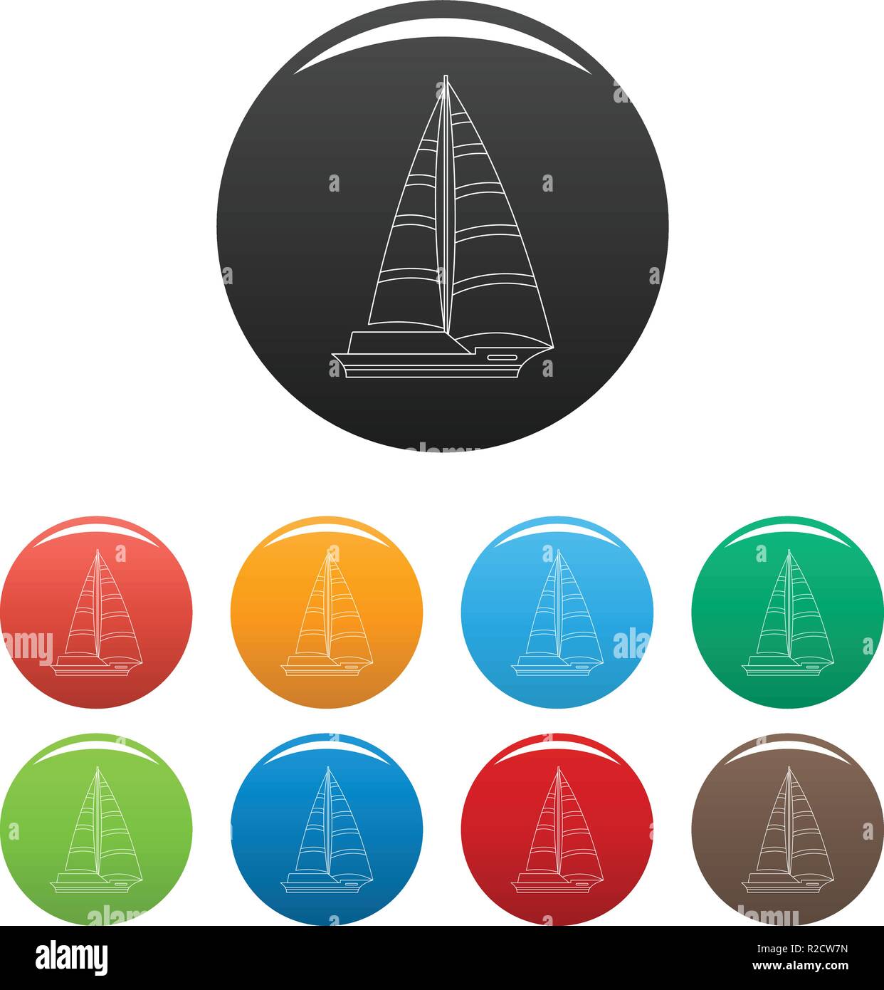 Yacht icon. Outline illustration of yacht vector icons set color ...