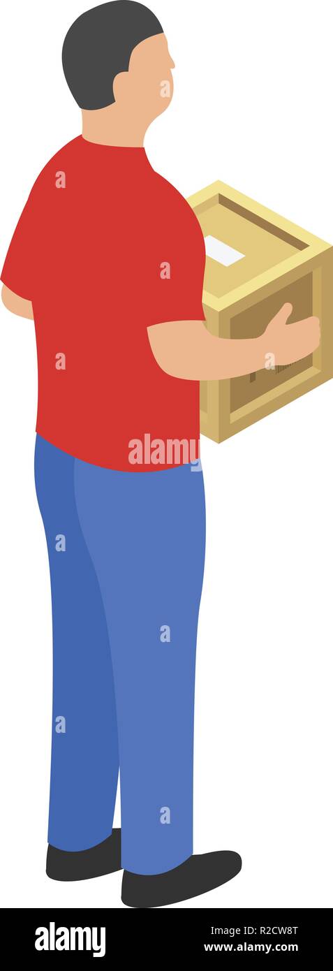 Man delivery box icon. Isometric of man delivery box vector icon for ...