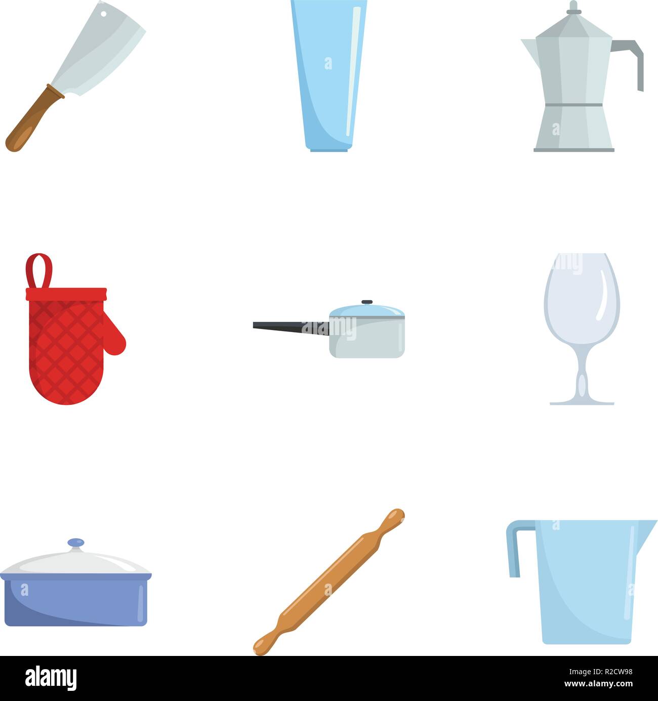 Kitchenware icons set. Cartoon set of 9 kitchenware vector icons for ...
