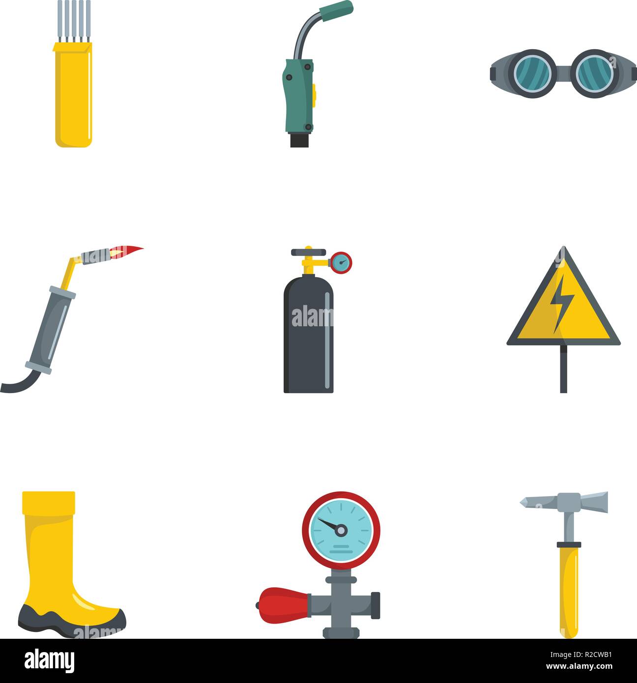Welding tool icons set. Cartoon set of 9 welding tool vector icons for ...