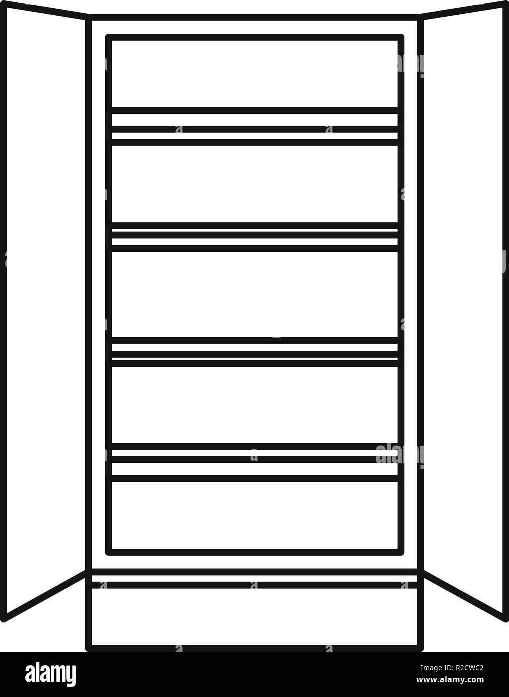 Open glass fridge icon. Outline illustration of open glass fridge ...