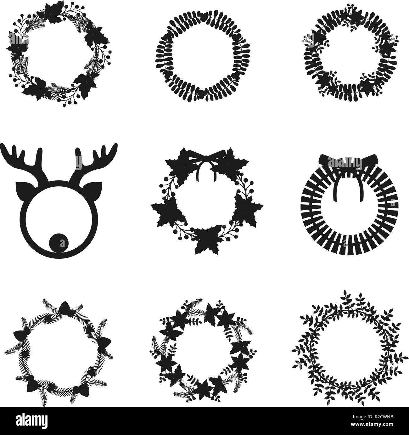 Merry christmas vector colored Black and White Stock Photos & Images ...