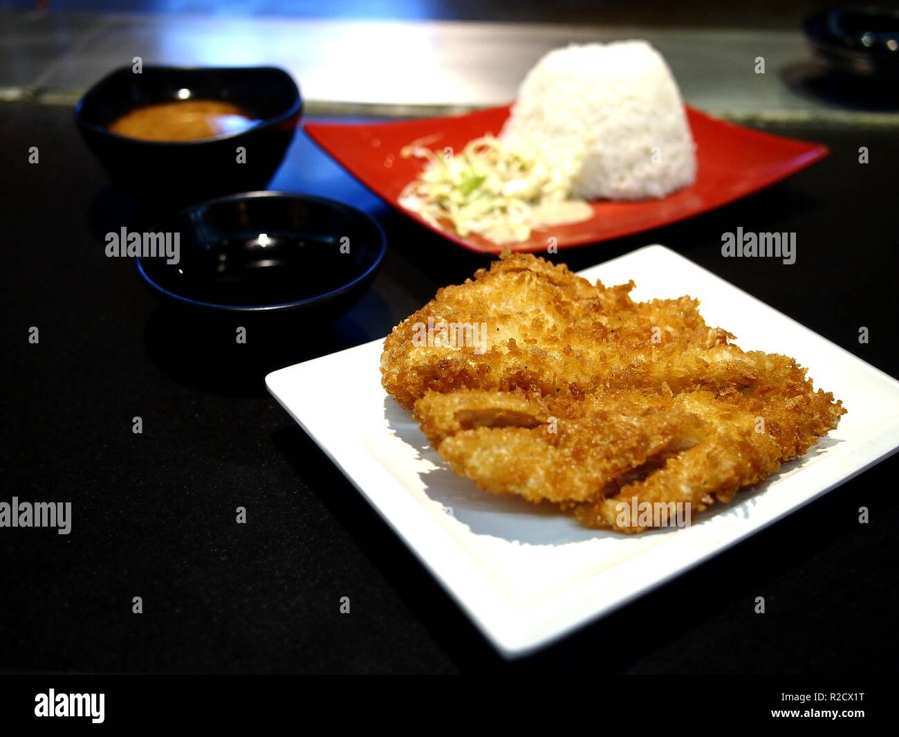 Photo of a plate of Chicken katsu or Tori katsu Stock Photo - Alamy