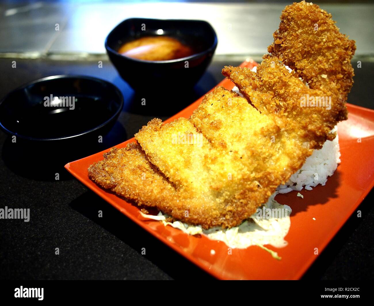 Photo of a plate of Chicken katsu or Tori katsu Stock Photo - Alamy