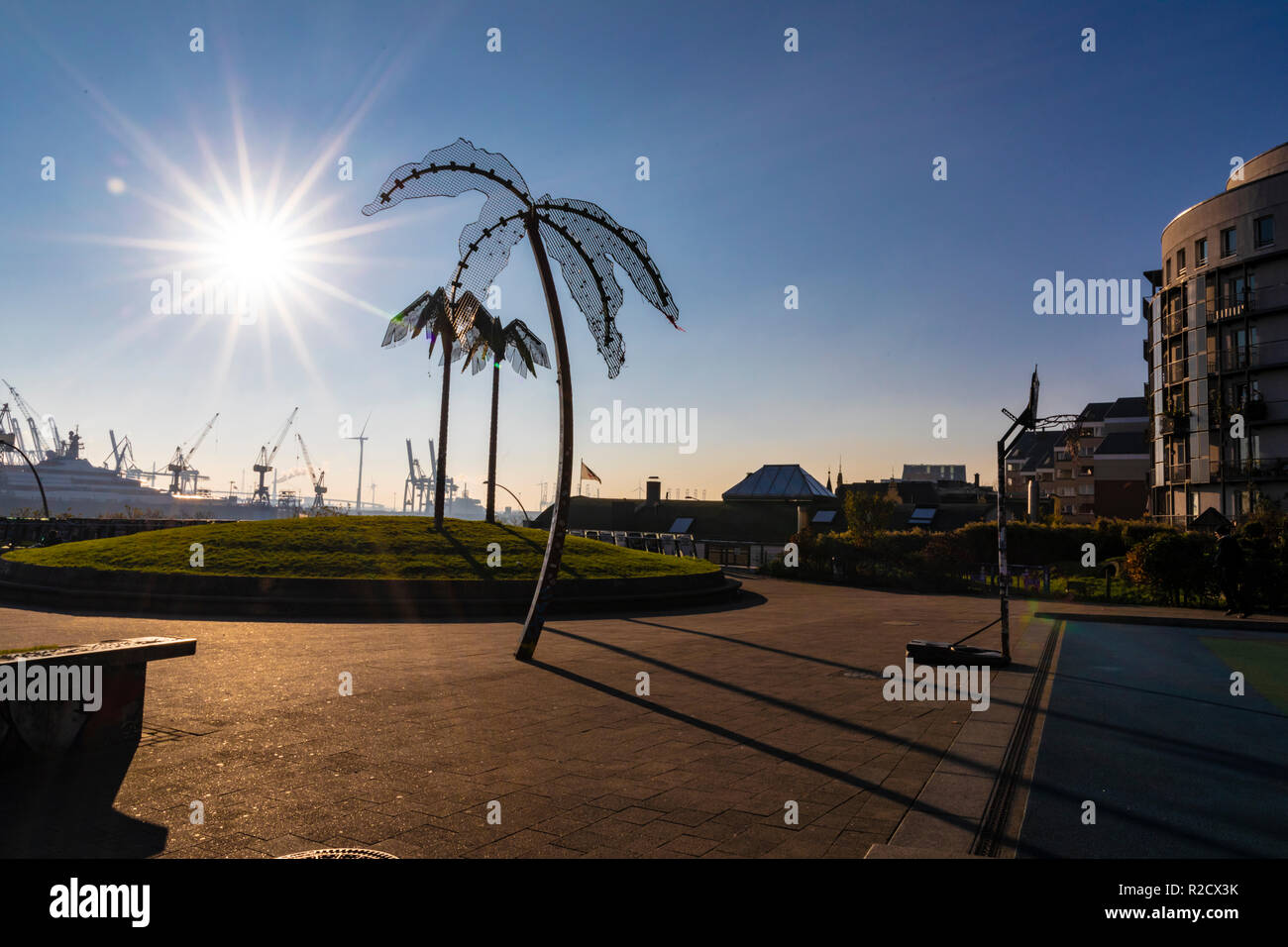 Hamburg, Germany - November 17, 2018: A view of the palm trees in Park ...