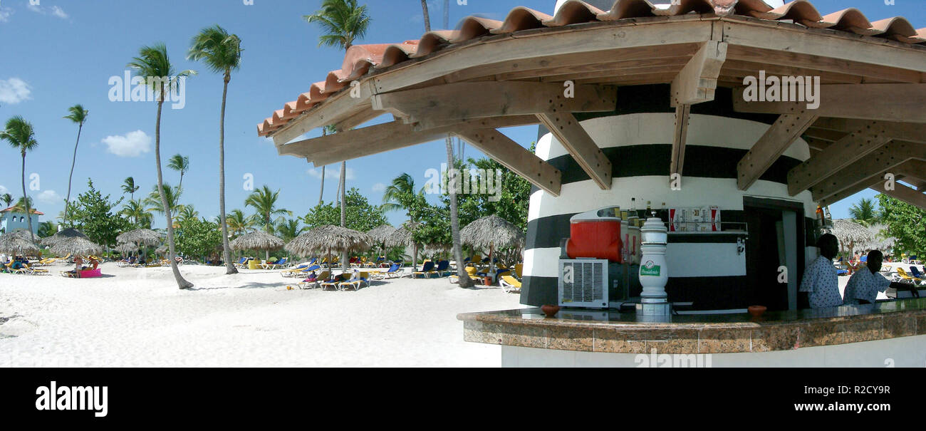 panorama beach bar in the dominican republic Stock Photo - Alamy