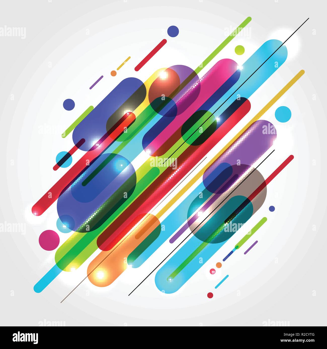 Abstract motion dynamic composition made of various colored rounded ...