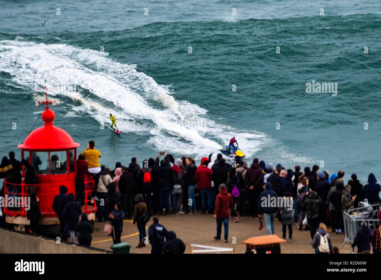 Nazare big wave surf spot hi-res stock photography and images - Alamy