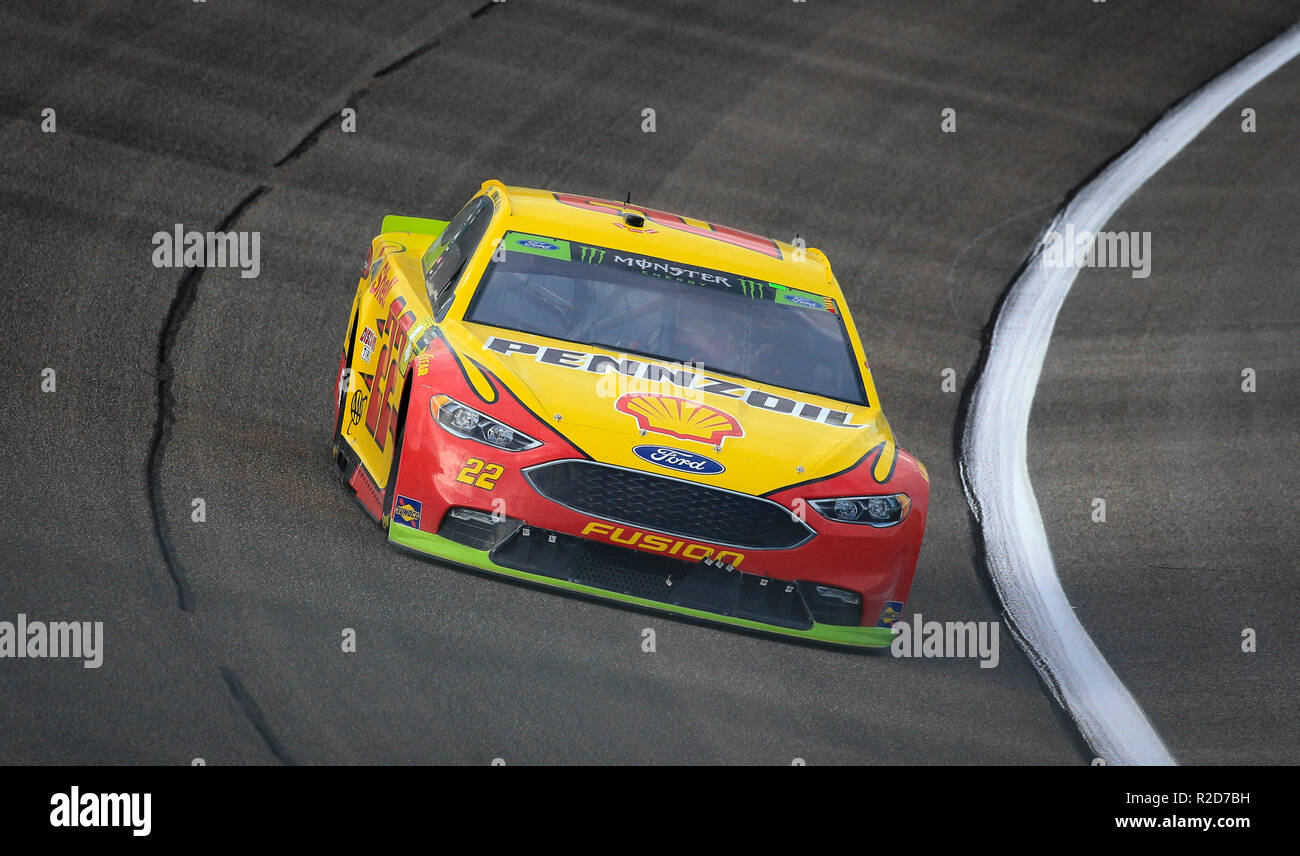 Homestead, Fla, USA. 18th Nov, 2018. Joey Logano, driver of the (22 ...