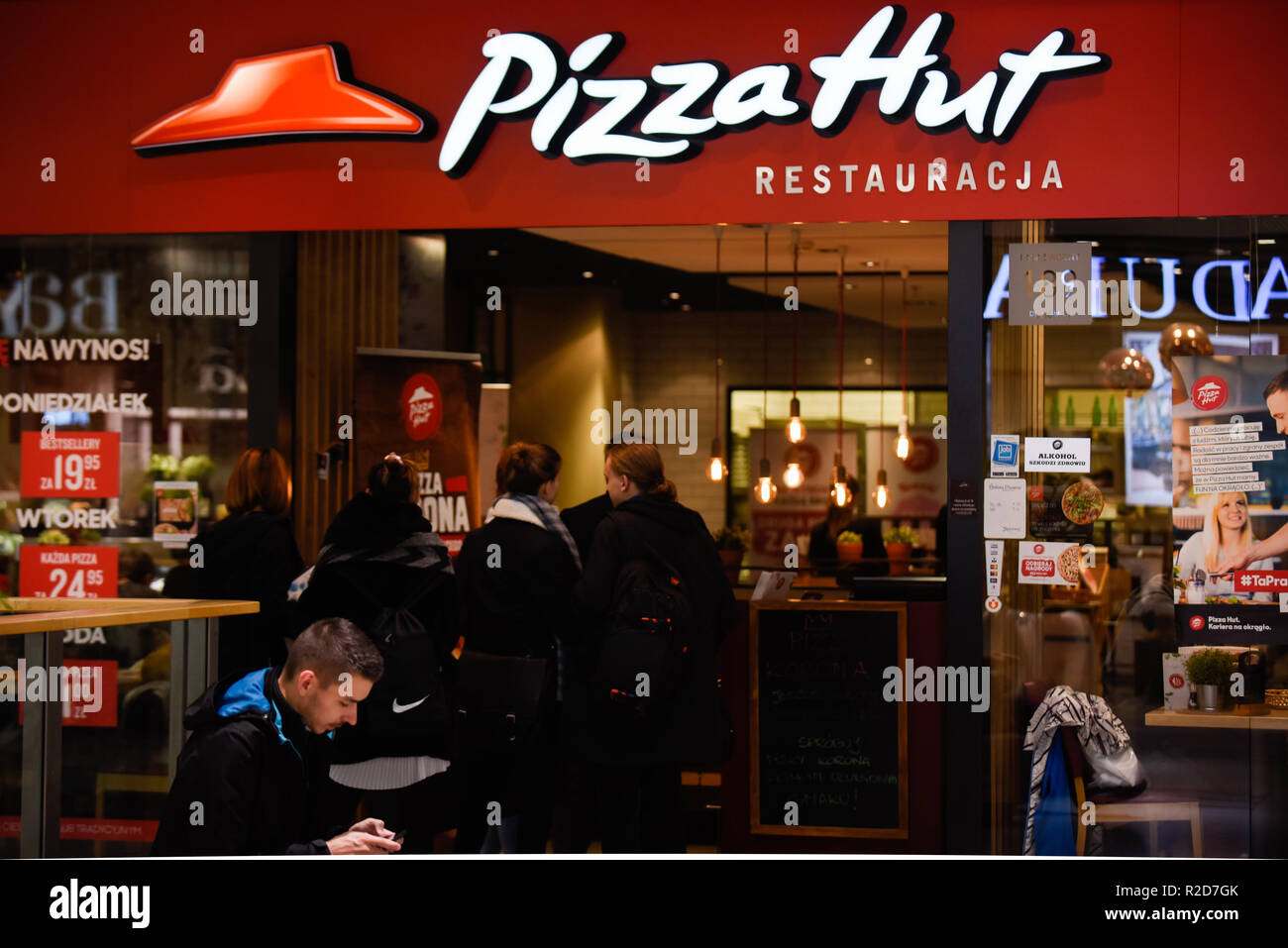 People are seen at the Pizza hut shop Stock Photo - Alamy