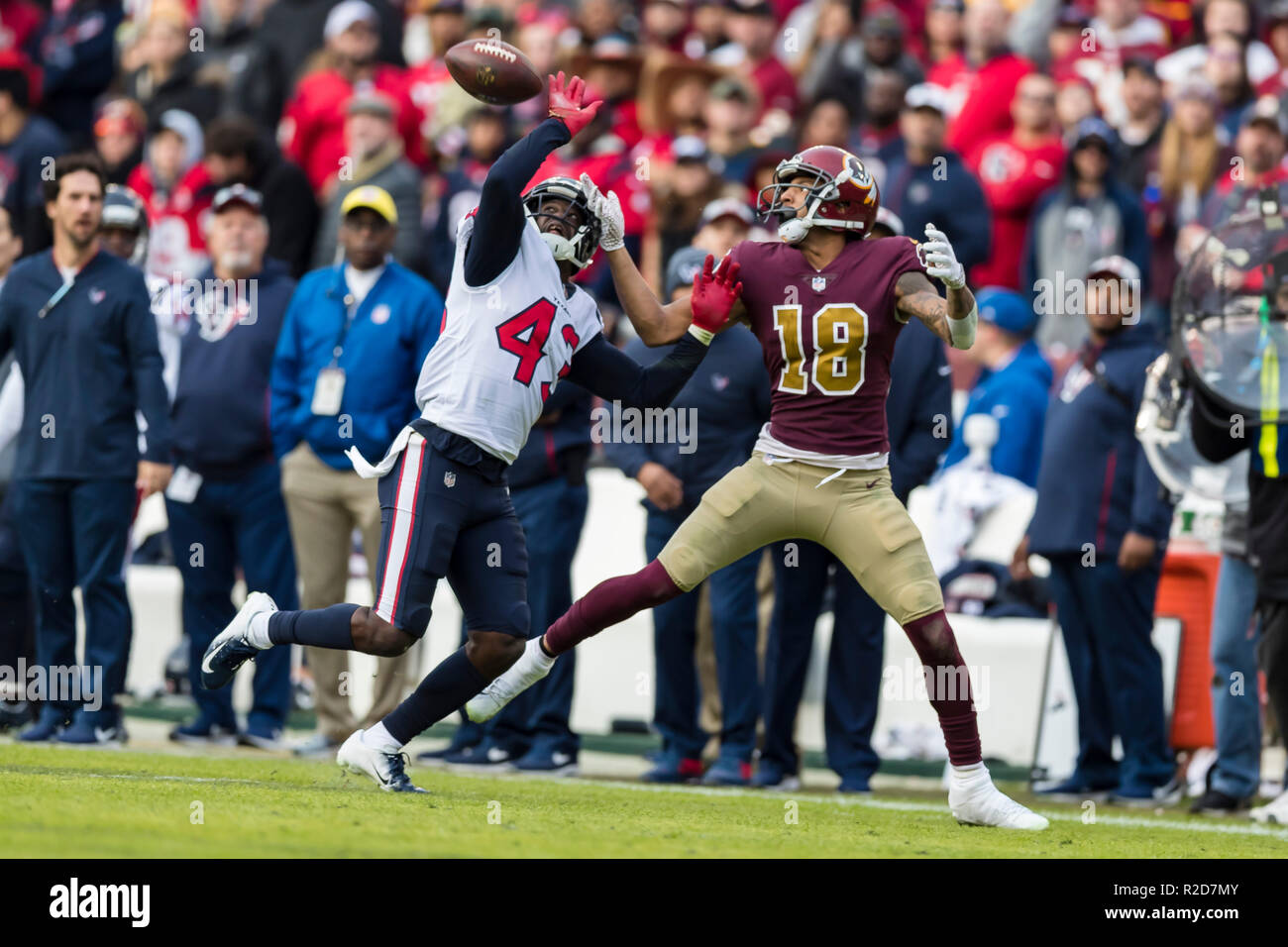 Landover, Maryland, USA. 18th Nov, 2018. Houston Texans defensive back ...