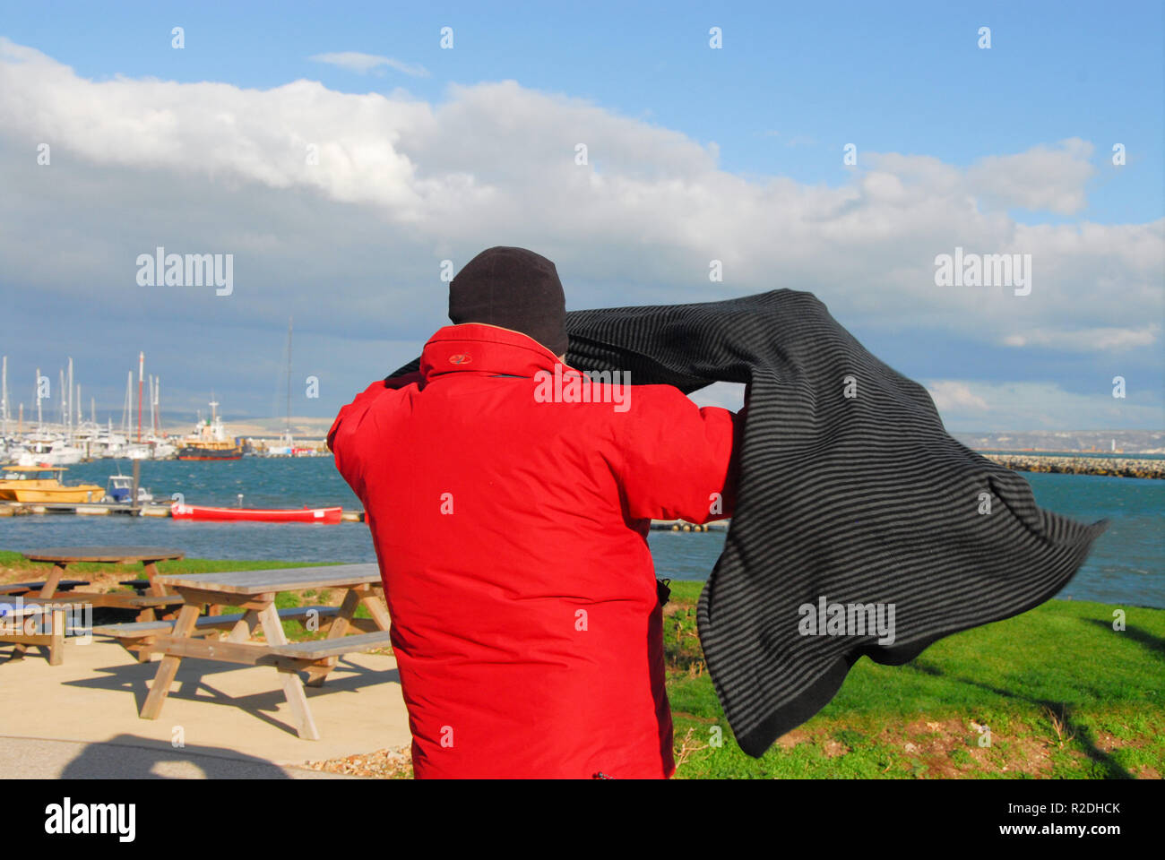Wind blowing scarf man hi-res stock photography and images - Alamy