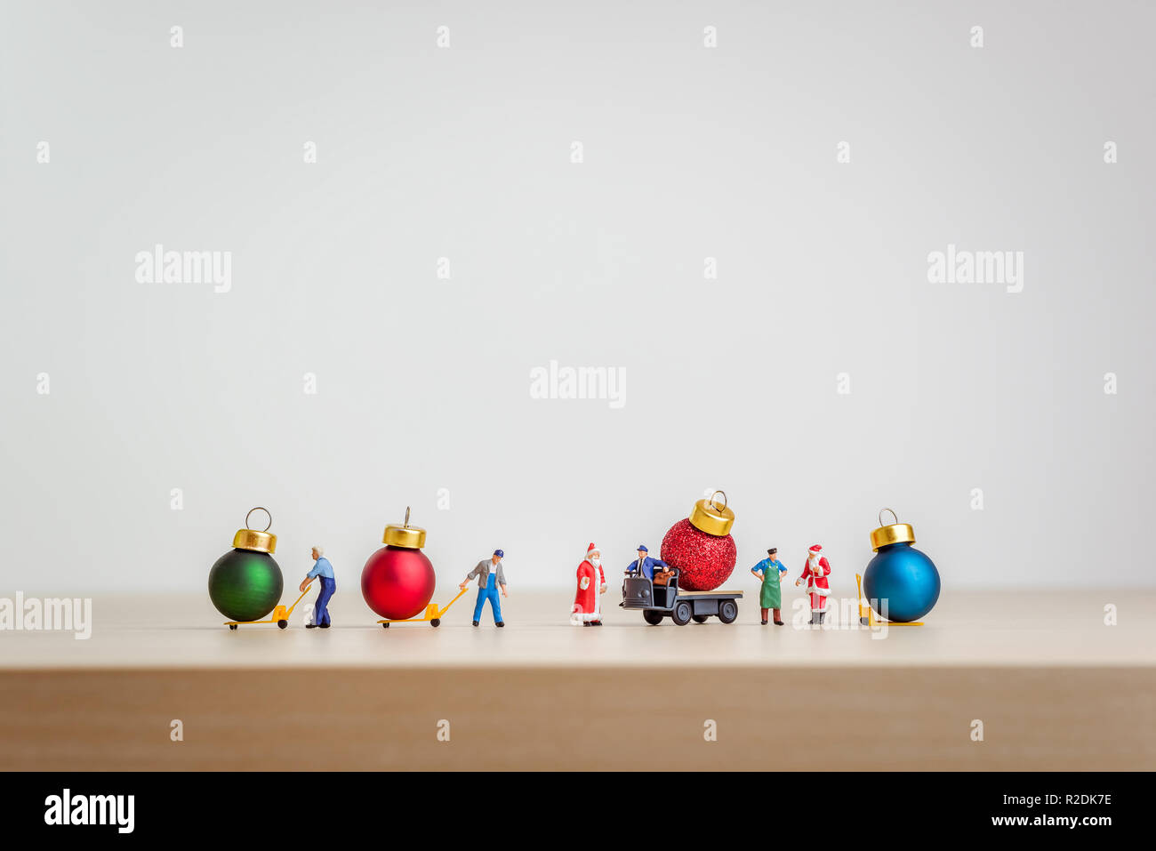 Christmas decorative balls on delivery truck as christmas ...