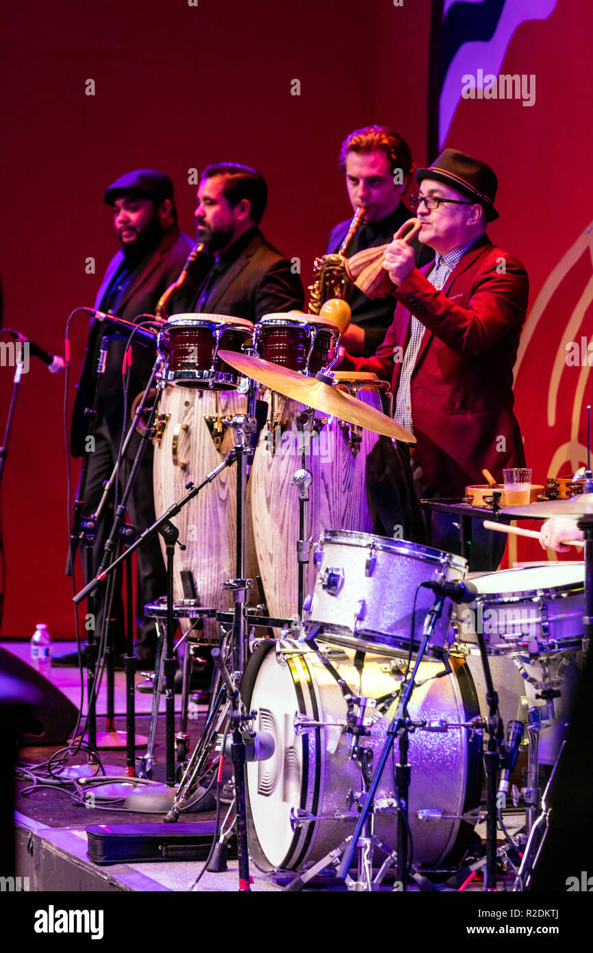 JON BATISTE WITH THE DAP-KINGS performing on the main stage at the 61st ...