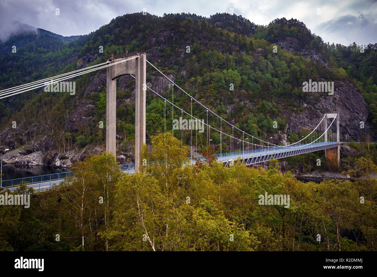 suspension bridge at the norwegian mountains Stock Photo - Alamy