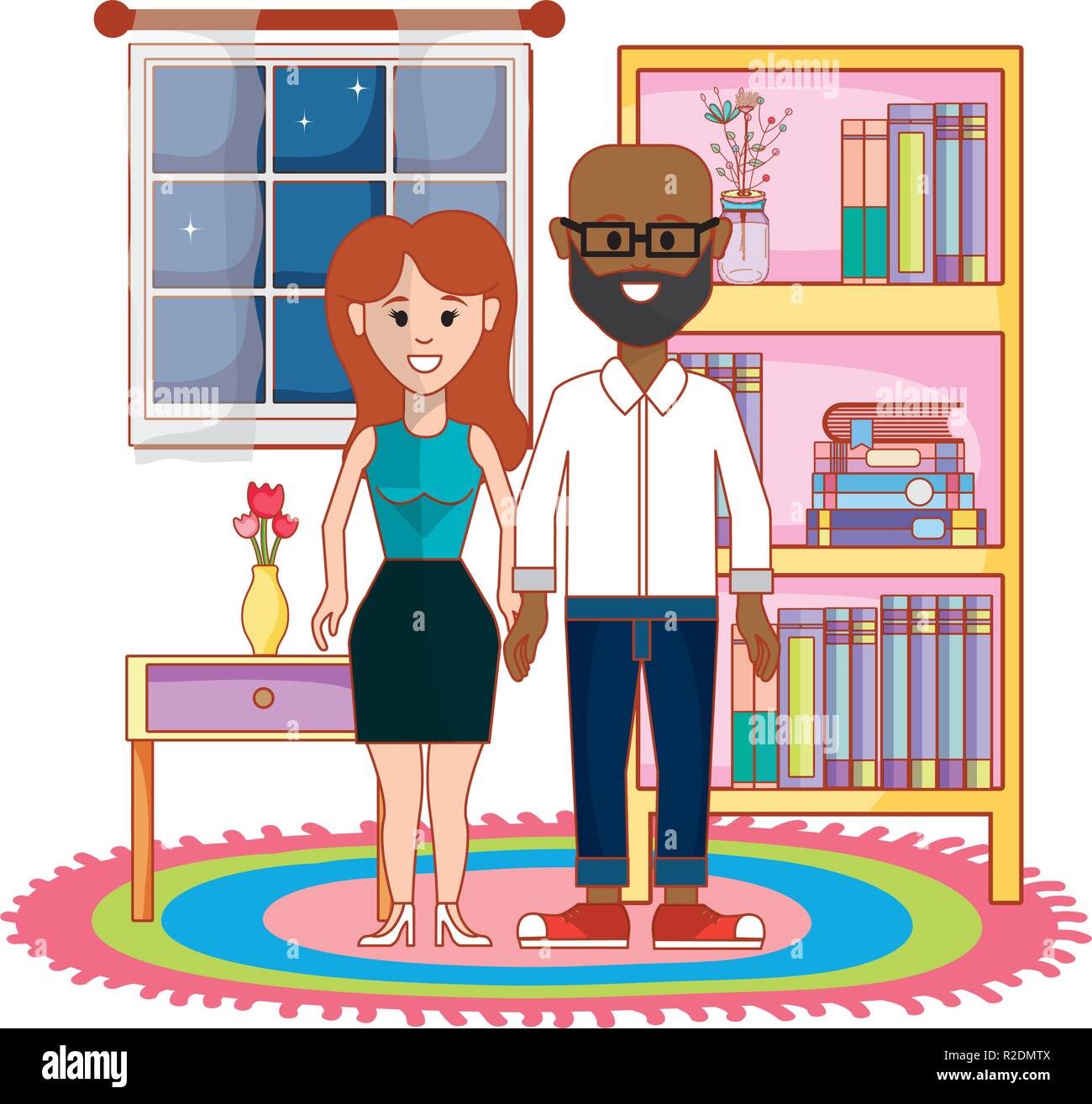 Woman and man inside home design Stock Vector Image & Art - Alamy