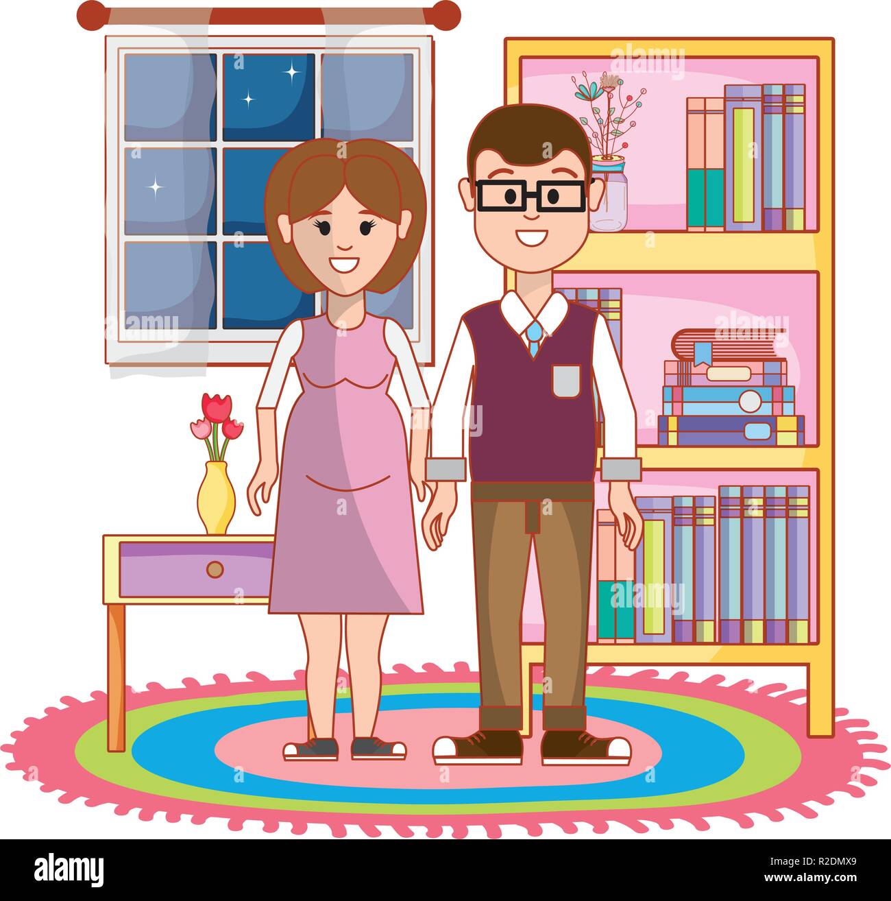 Woman and man inside home design Stock Vector Image & Art - Alamy