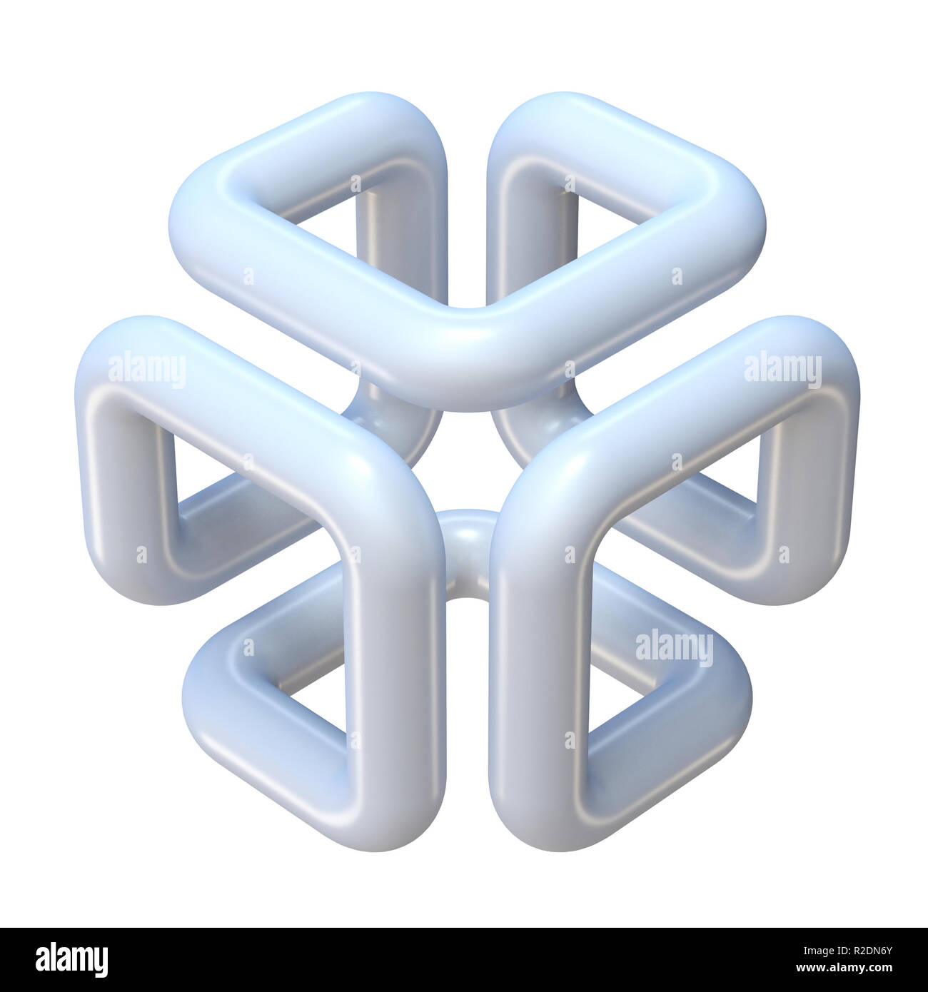 Abstract one line cube shape 3D render illustration isolated on white ...