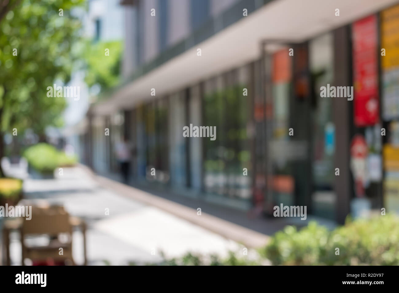 Blur background,business area outside building at convention hall ...