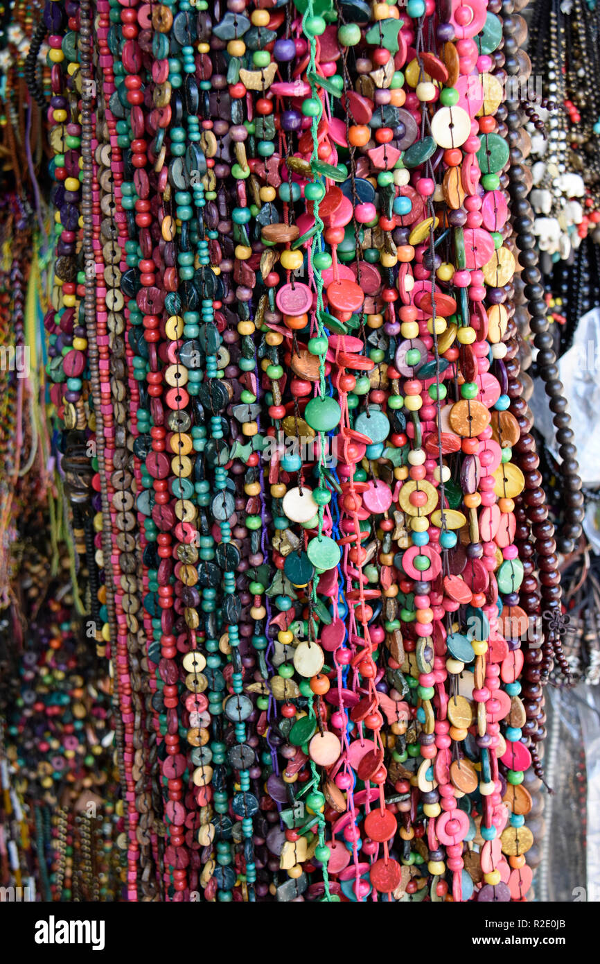 Colourful everyday objects on display and for sale on a market in Pnom ...