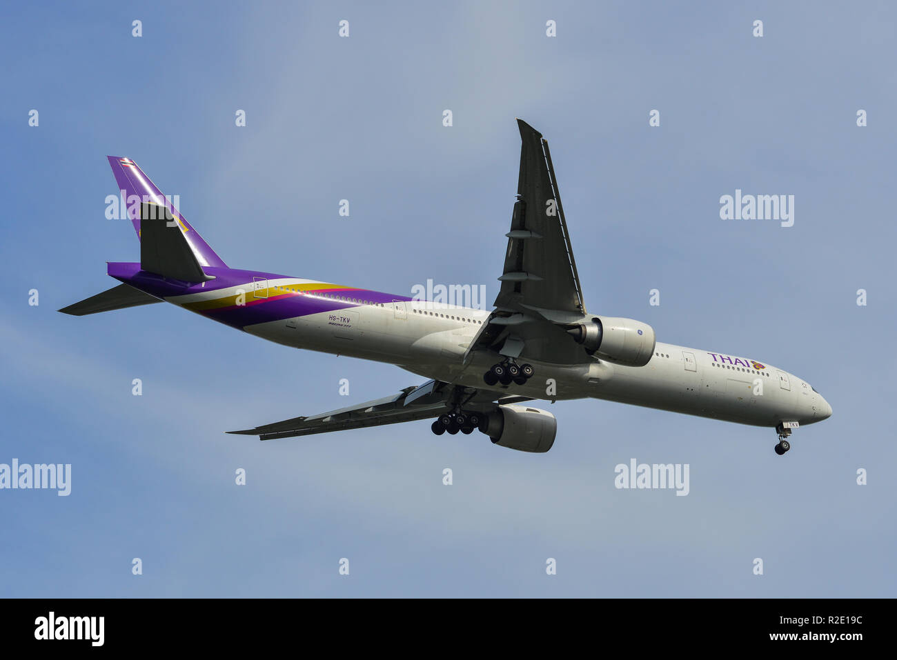 Bangkok, Thailand - Apr 23, 2018. A Boeing 777-300ER airplane of Thai ...