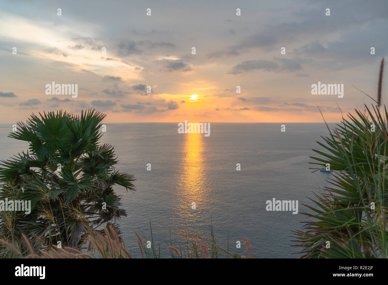 panorama sunset at Laem Promthep Cape. The landmark and popular ...