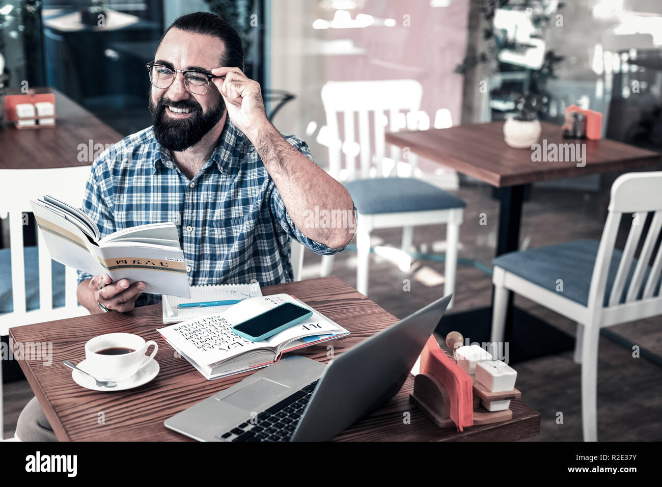 Businessman studying foreign language before business meeting Stock ...