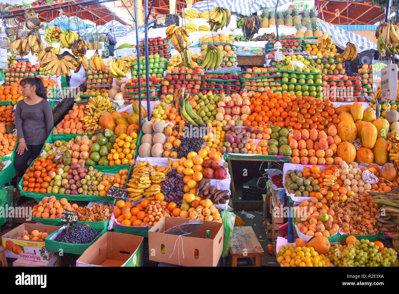 Arequipa, Peru - October 7, 2018: Fresh fruit and vegetable produce on ...