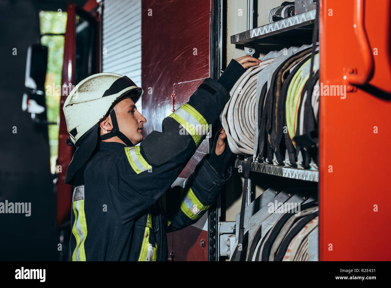 Firefighting and rescue station with rescue vehicle hi-res stock ...