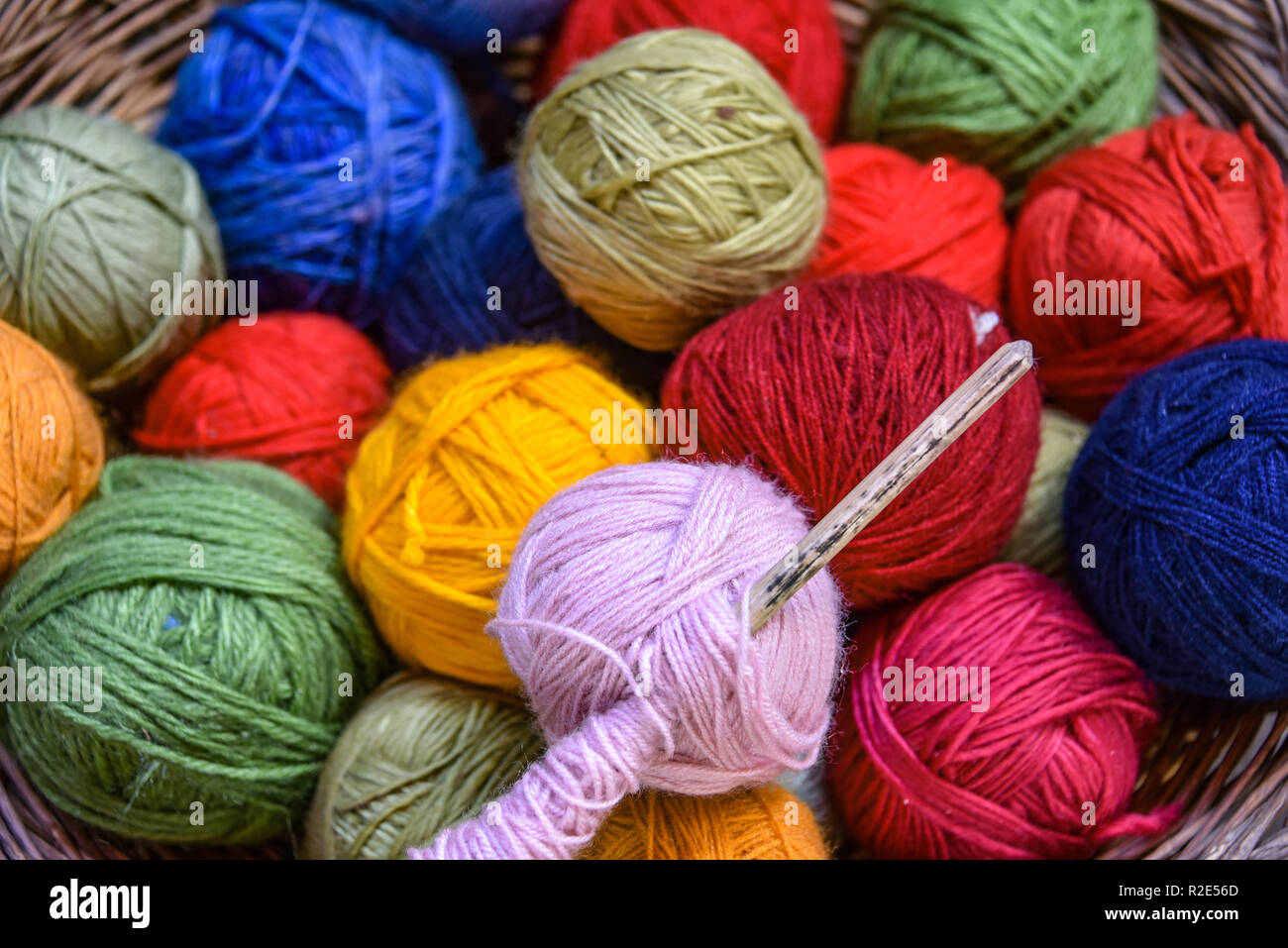 Naturally dyed alpaca wool for traditional textile weaving. Arequipa ...