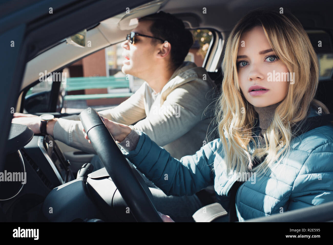 Shocked Woman In Car High Resolution Stock Photography and Images - Alamy