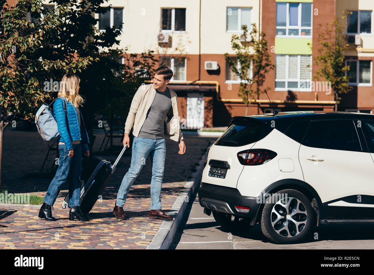 Car girl backpack hi-res stock photography and images - Alamy