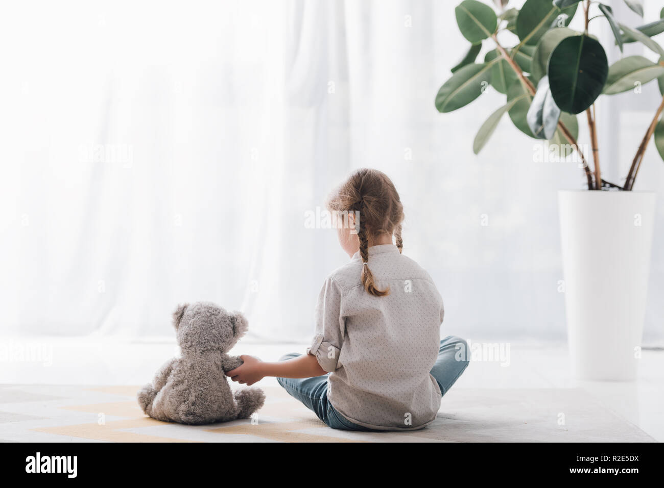 Rear view preteen girl in hi-res stock photography and images - Alamy