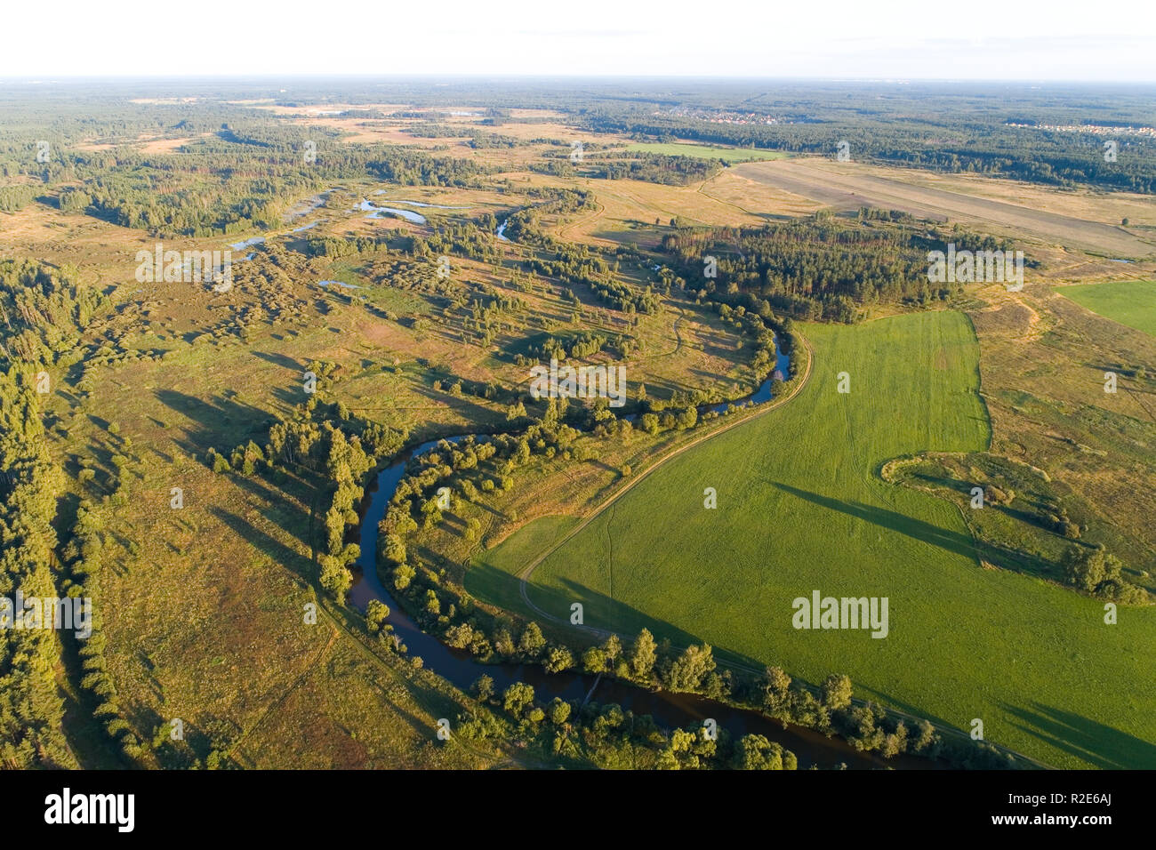 Russian landscape from the height of bird flight. Aerial photography ...