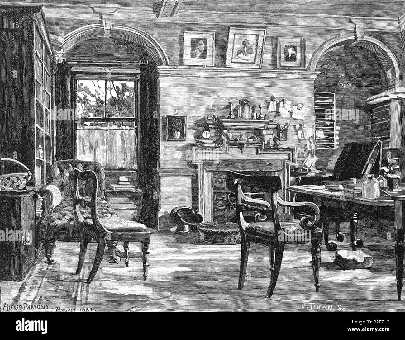 CHARLES DARWIN (1809-1882) English naturalist. His study at Down House ...