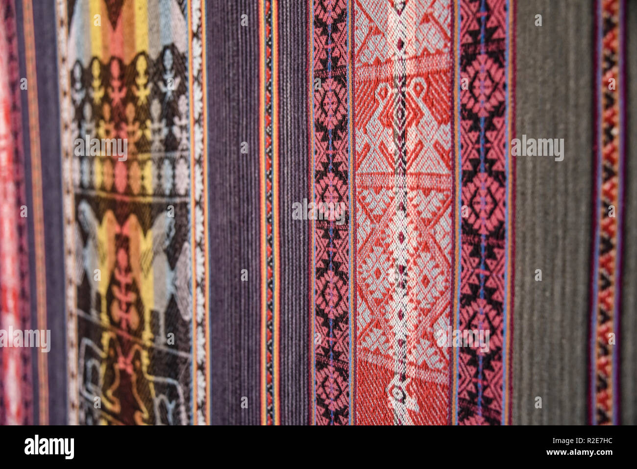 Close up of traditional Andean textile designs. Arequipa, Peru Stock ...
