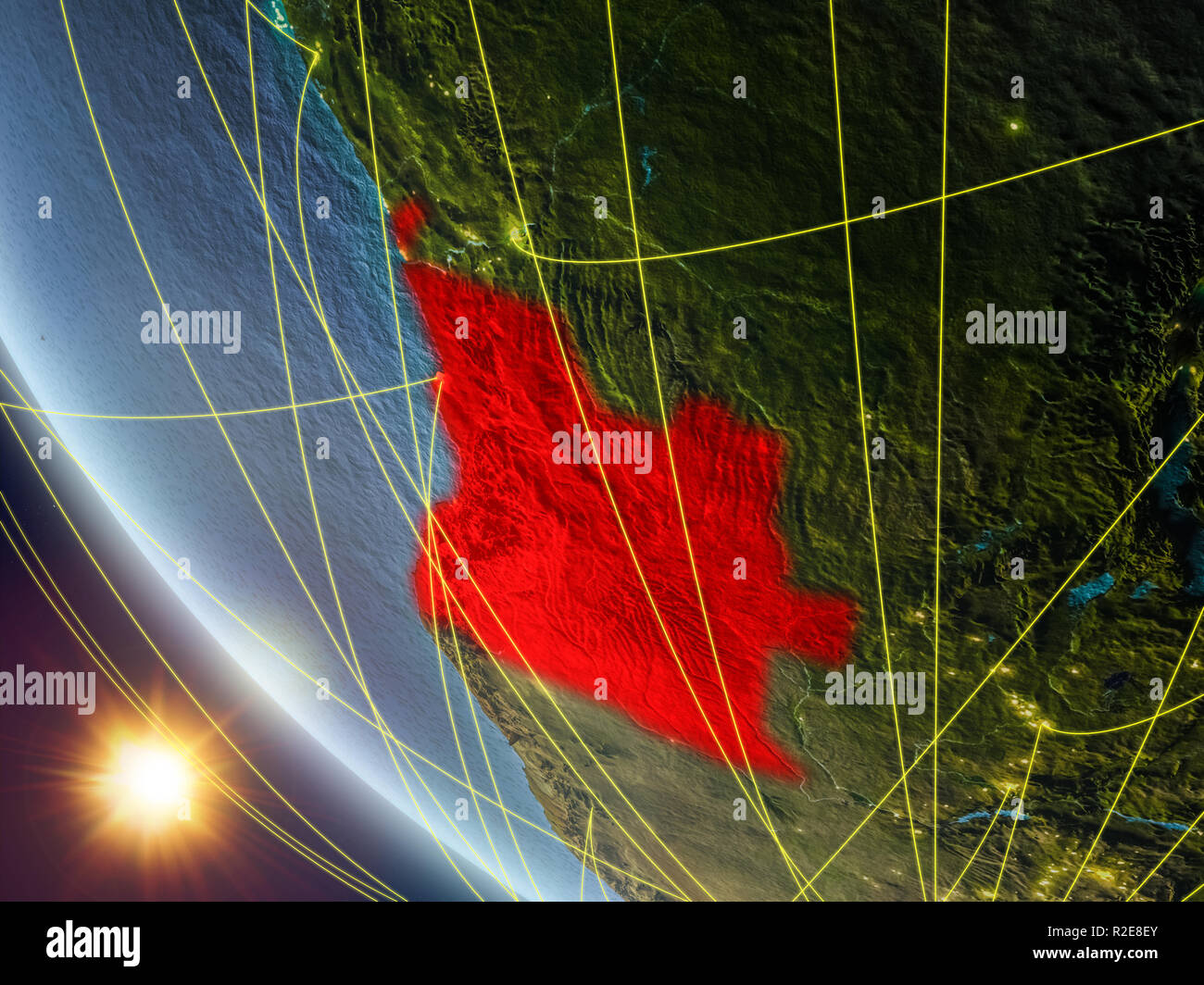 Angola network map hi-res stock photography and images - Alamy