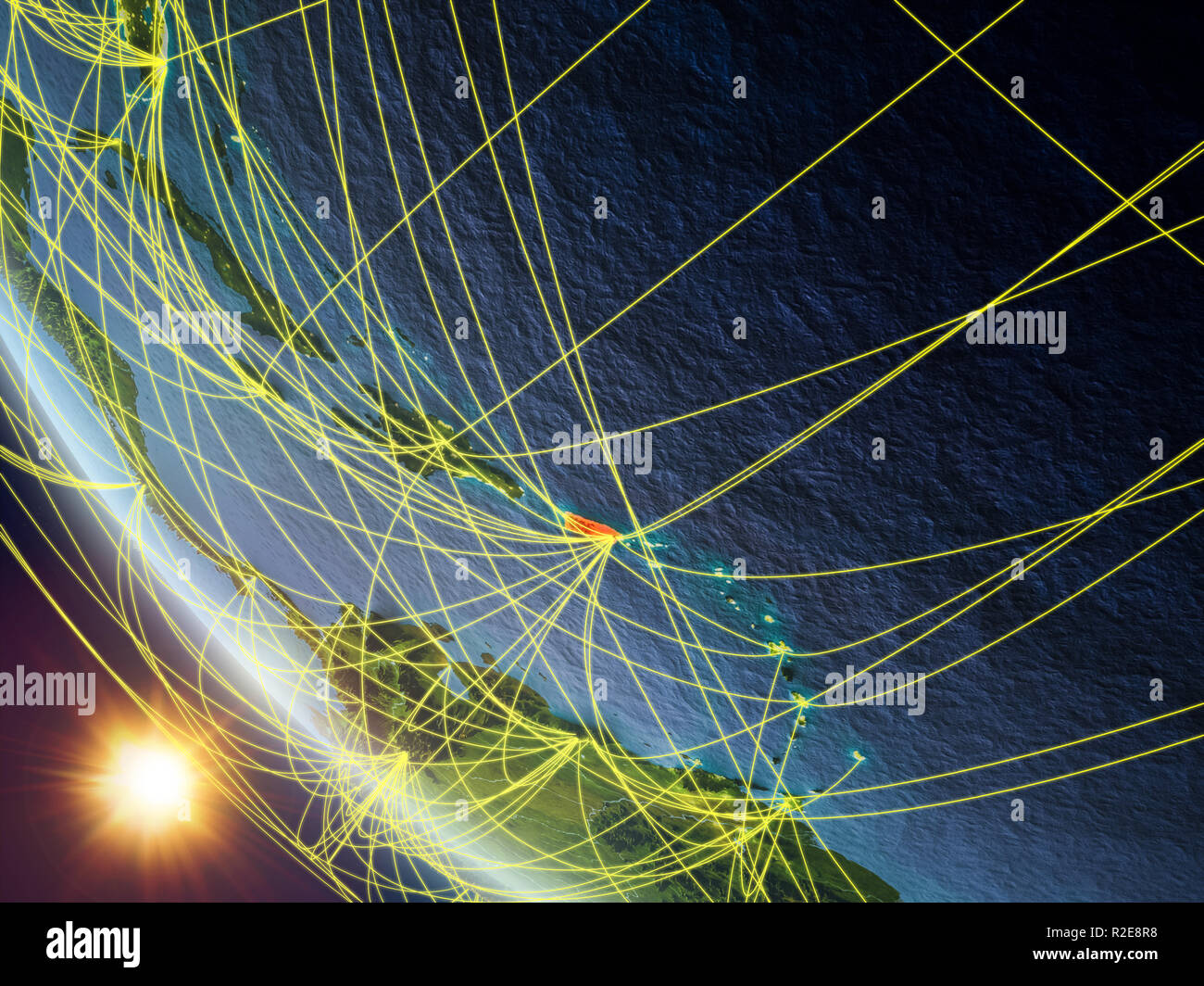 Puerto Rico on planet Earth from space with network. Concept of ...