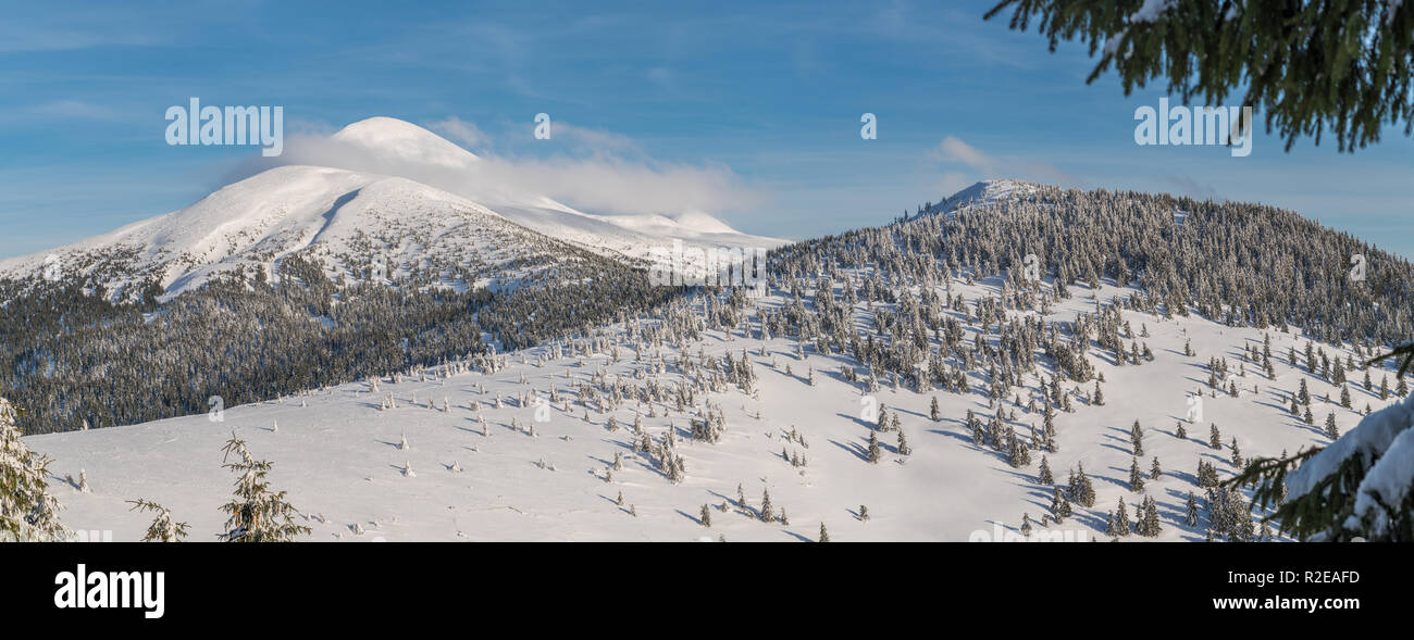 Mount Goverla, Ukraine. Beautiful winter landscape in the mountains ...