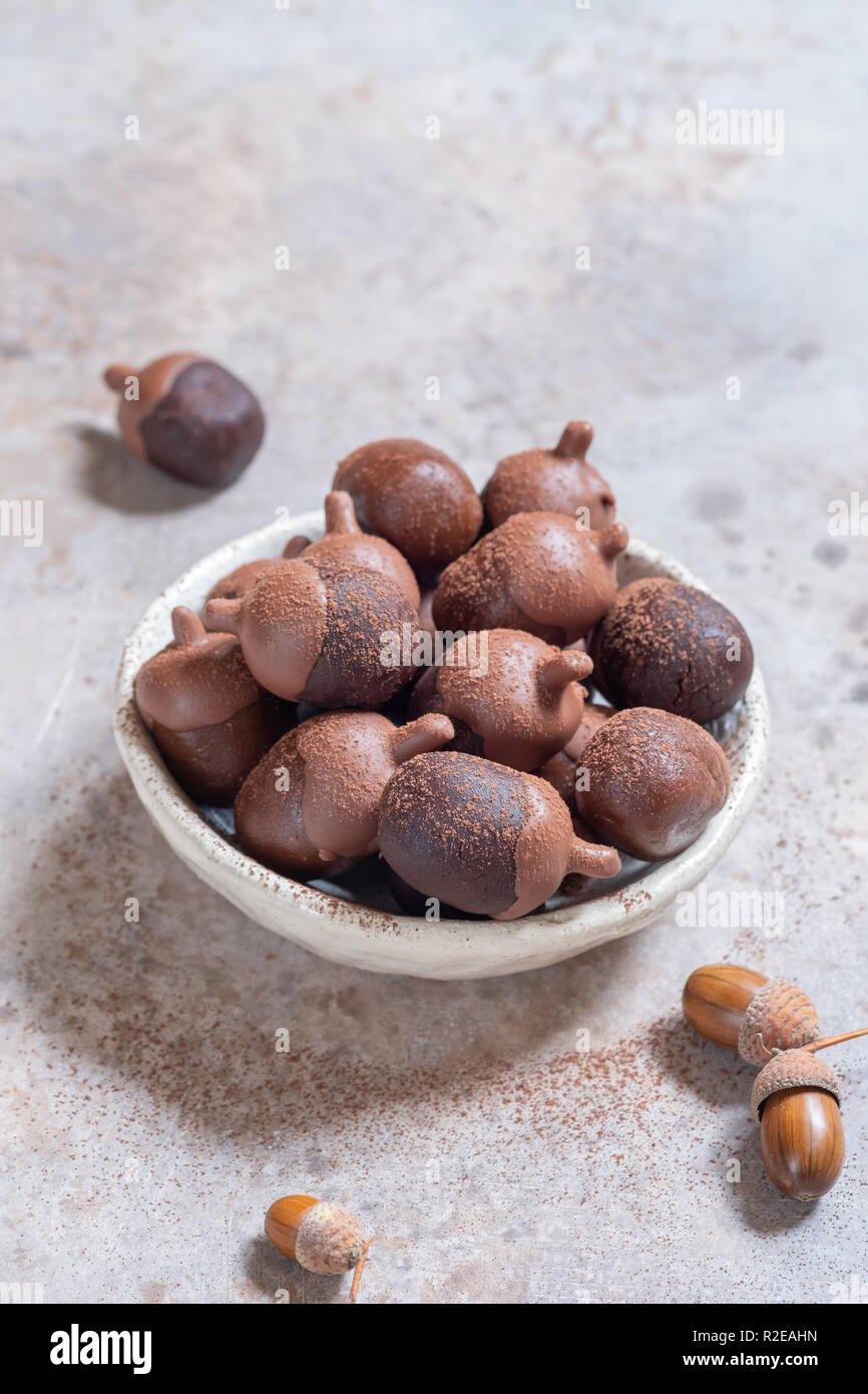Autumn Fall chocolate cake pops look like acorn Stock Photo - Alamy