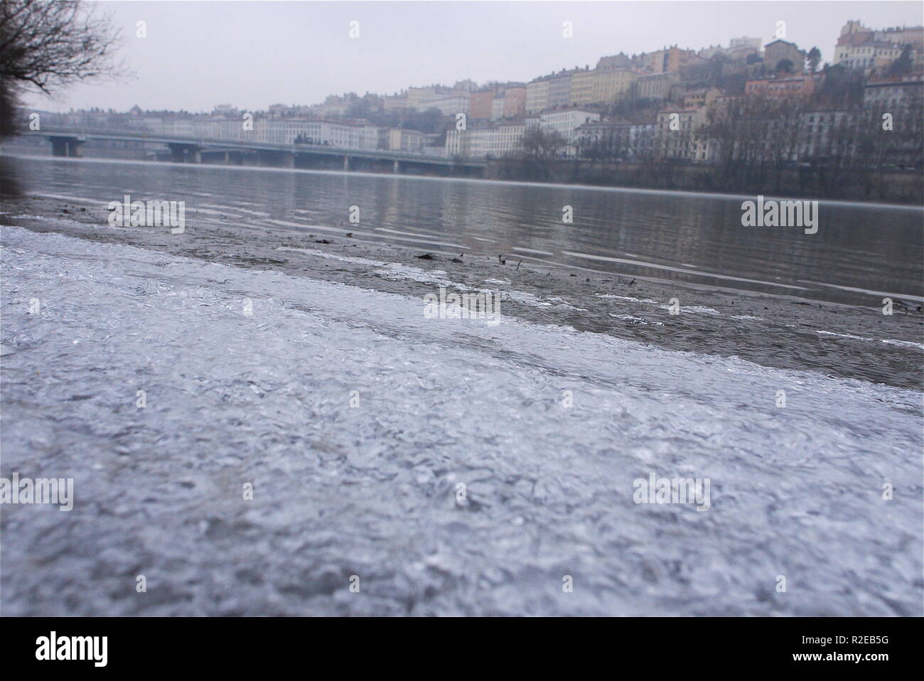 Heavy cold spell hits Lyon, France Stock Photo - Alamy