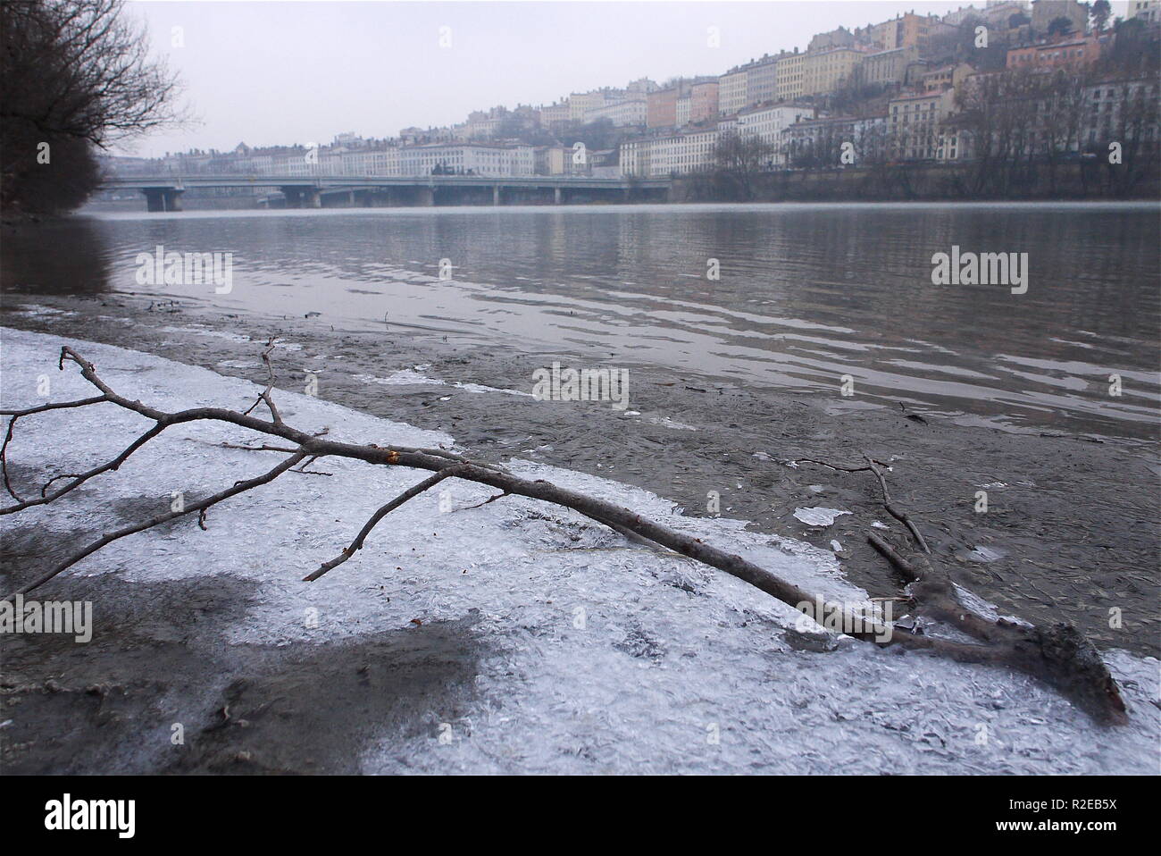 Heavy cold spell hits Lyon, France Stock Photo - Alamy