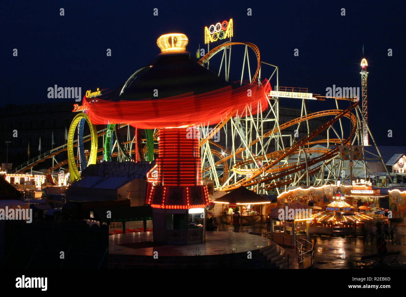 chain carousel at night Stock Photo - Alamy