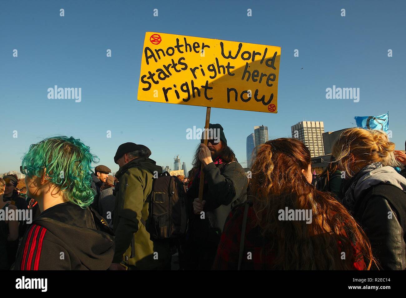 The Extinction Rebellion Campaign group protest on five major bridges ...
