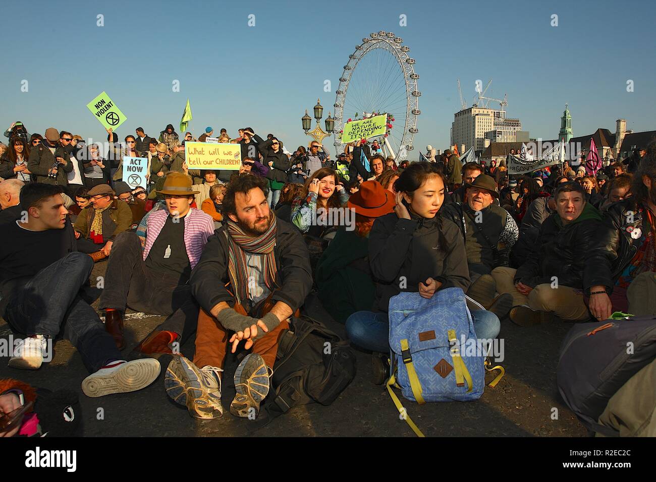 The Extinction Rebellion Campaign group protest on five major bridges ...