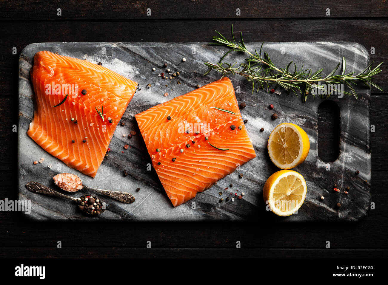 Salmon fish fillet Stock Photo - Alamy