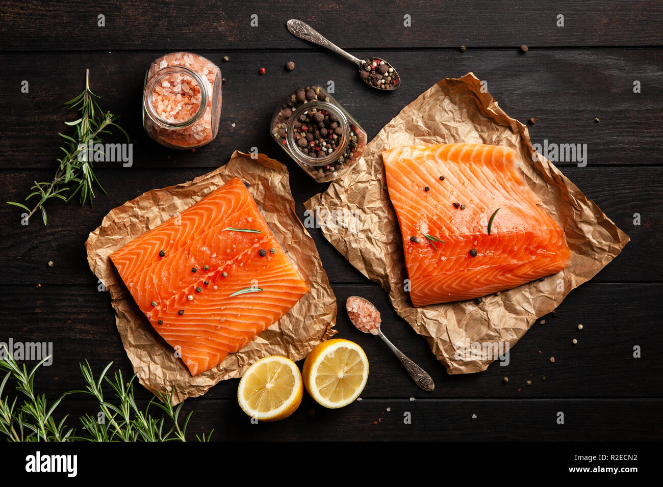 Salmon fish fillet Stock Photo - Alamy